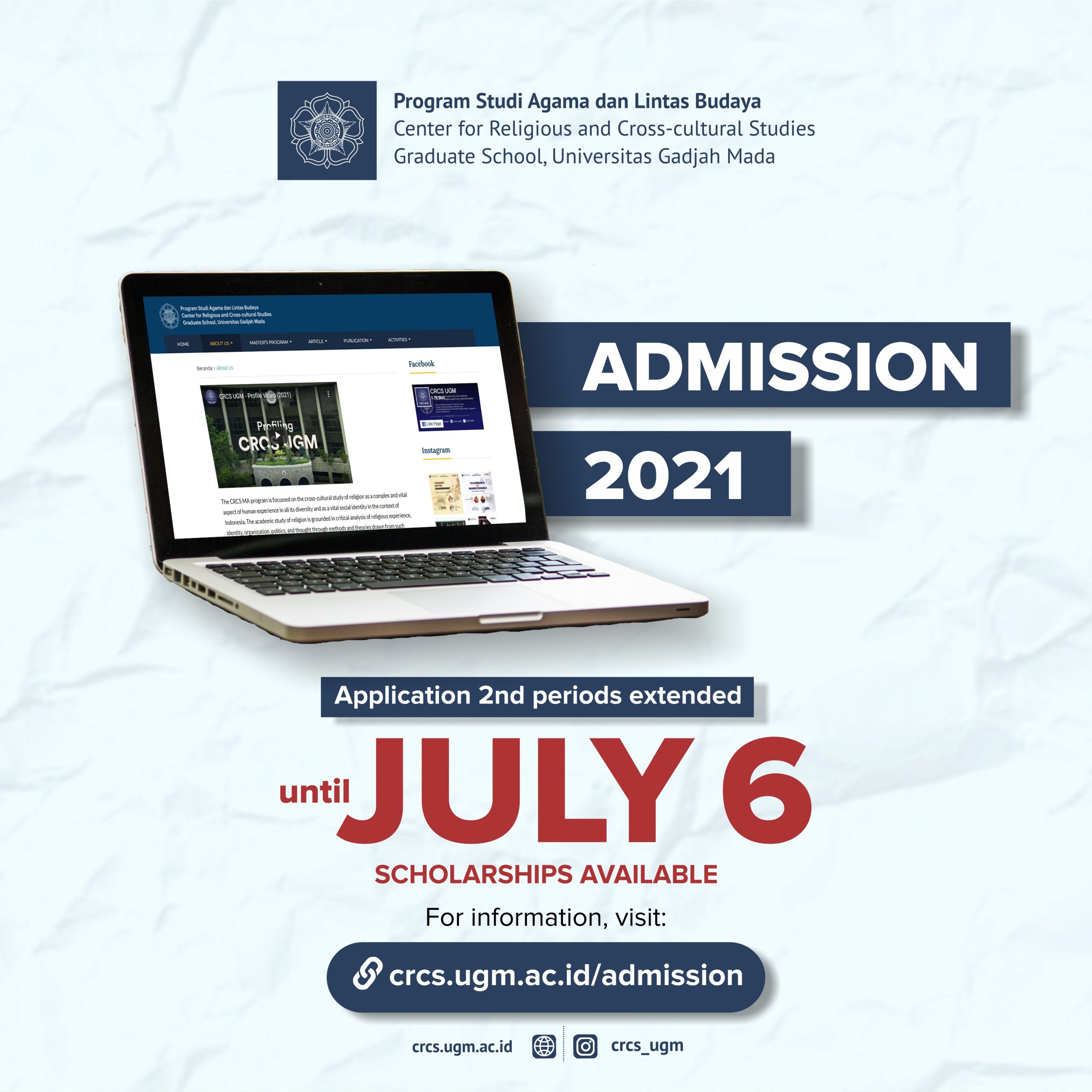 CRCS’ Admission 2021 Extended – CRCS UGM